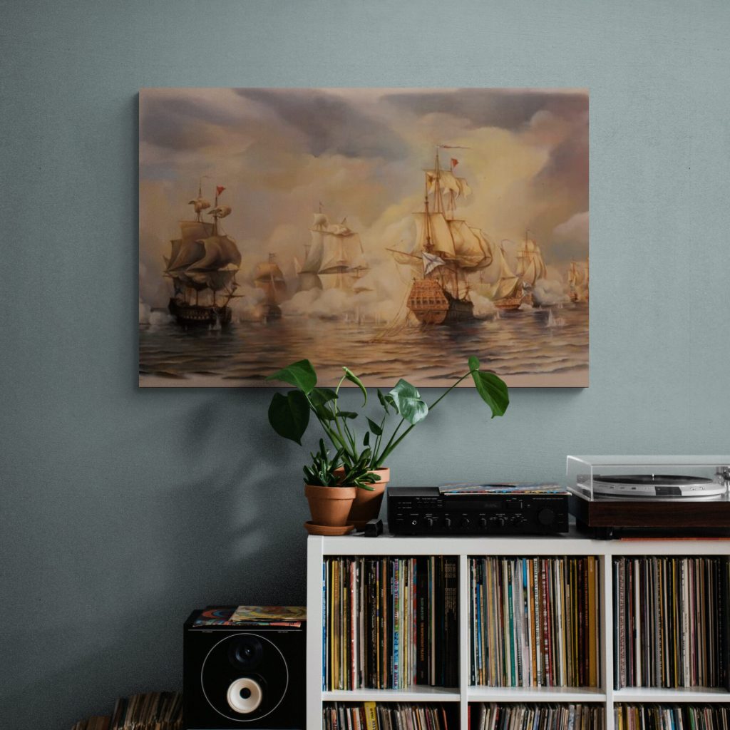 Canvas slika - Borba jedrenjaka, More, Crtež - Ziriz - Canvas shop